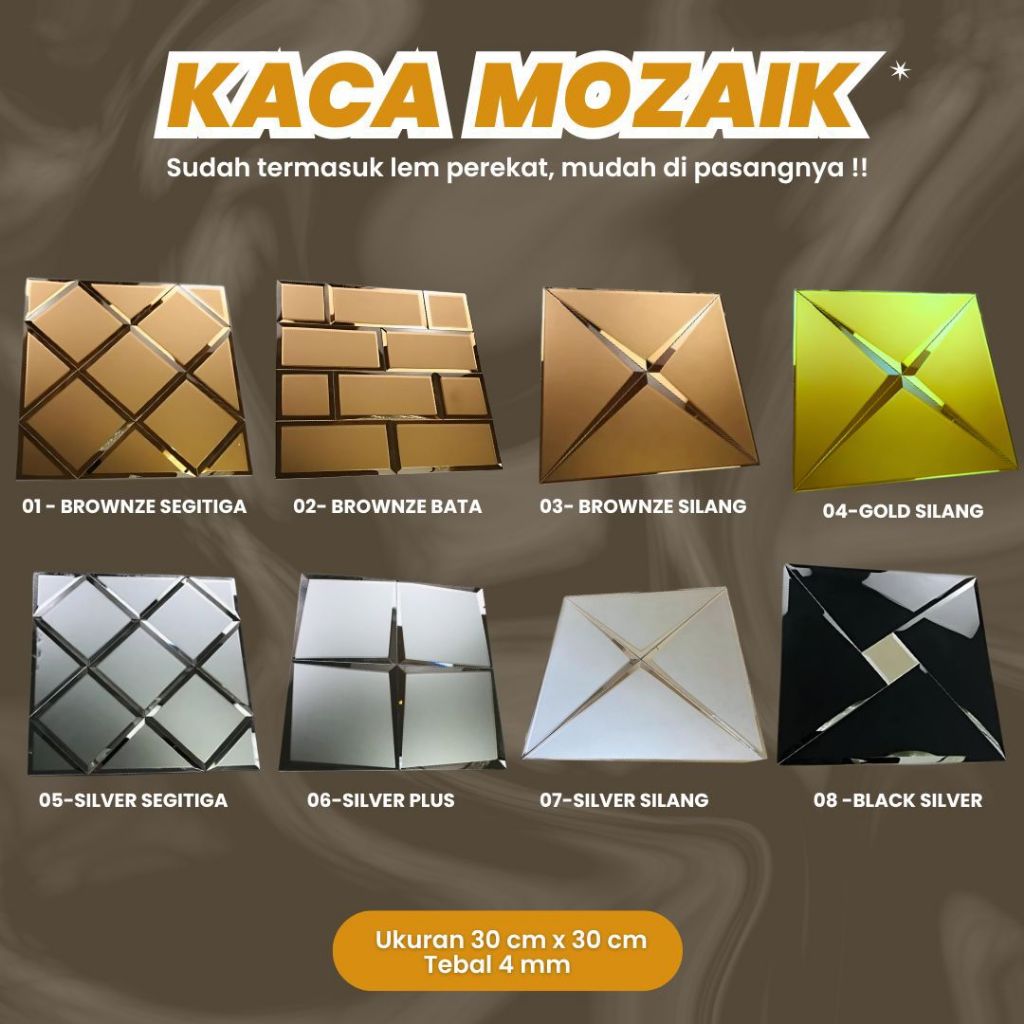 Jual Adipati Home Decoration - KACA MOZAIK Ukuran 30cm x 30cm Tebal 4mm ...
