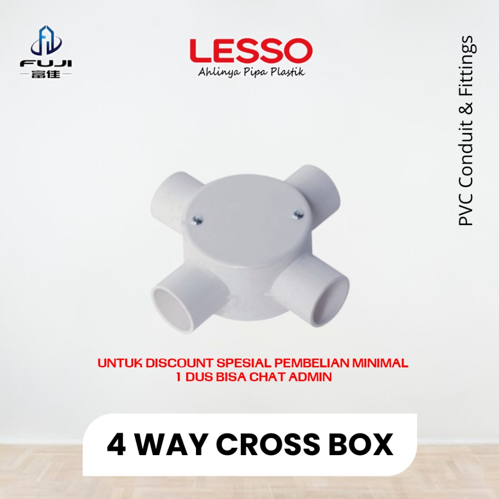 Jual Lesso PVC Fitting Conduit 4 Way Cross Box Dengan Penutup / Tdus 4 ...
