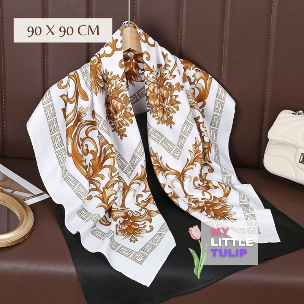 Jual Pashmina Persegi Motif Sulur Kerajaan Mewah 90x90 / Syal Blouse ...