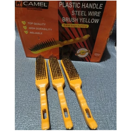 Jual CAMEL Sikat Kawat Baja Gagang Kuning PVC / PER PCS | Shopee Indonesia