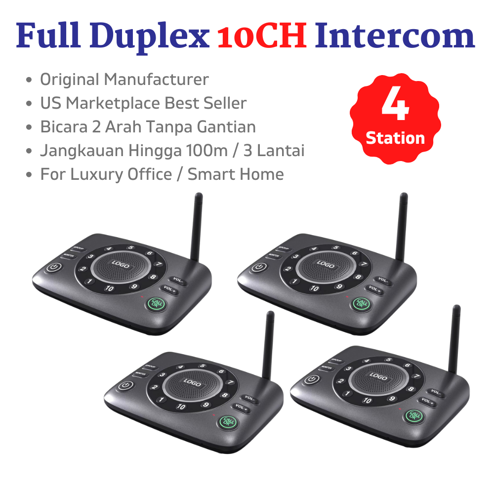 Jual THE 10CH Ultimate Full Duplex Wireless Intercom 4 Station ...