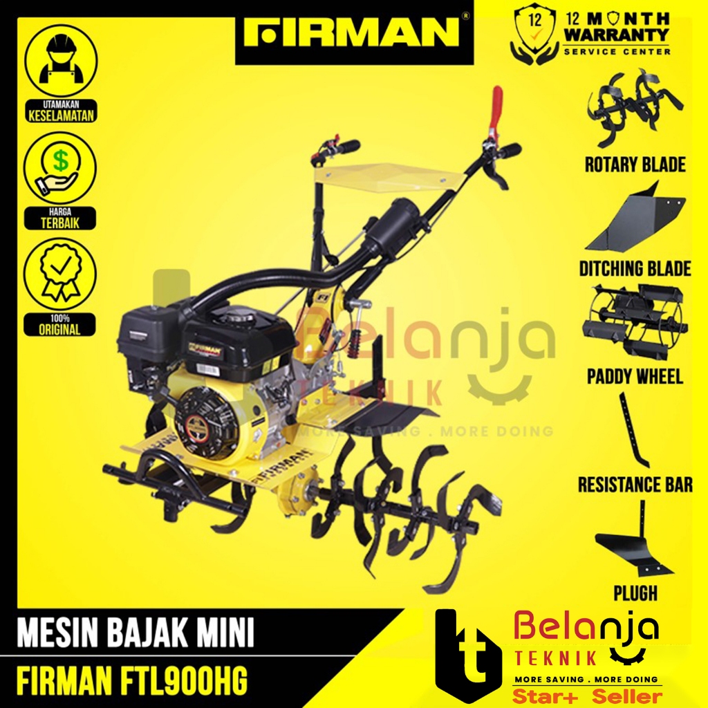 Jual Mesin Traktor FIRMAN FTL900HG Cultivator Bensin Tiller Tanah Basah ...