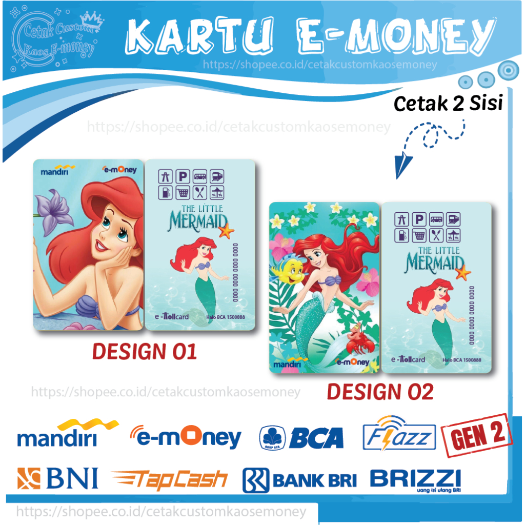 Jual KARTU E MONEY E TOLL KUMPULAN KARTUN ARIEL MERMAID DUYUNG EMONEY ...
