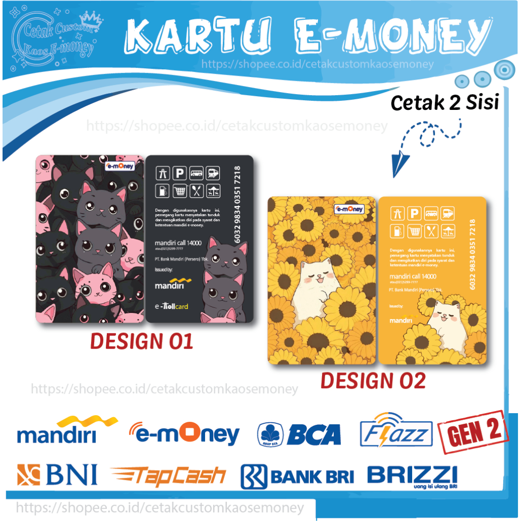 Jual KARTU E MONEY E TOLL KARTUN KUCING GAMBAR HEWAN EMONEY MANDIRI BNI ...
