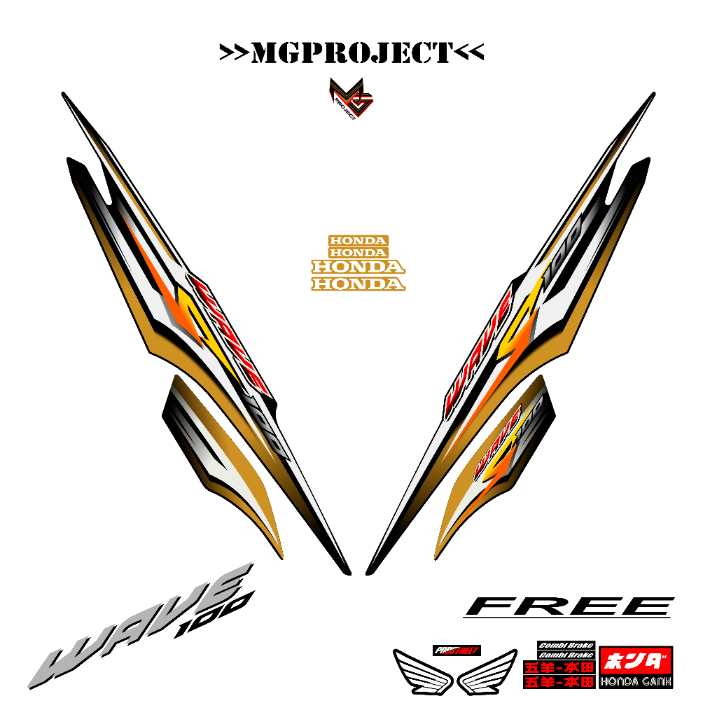 Jual Striping Honda Wave S 100 Grafis (1) / Stiker Supra Fit New 100 / Wave 100 / Wave R 100 ...