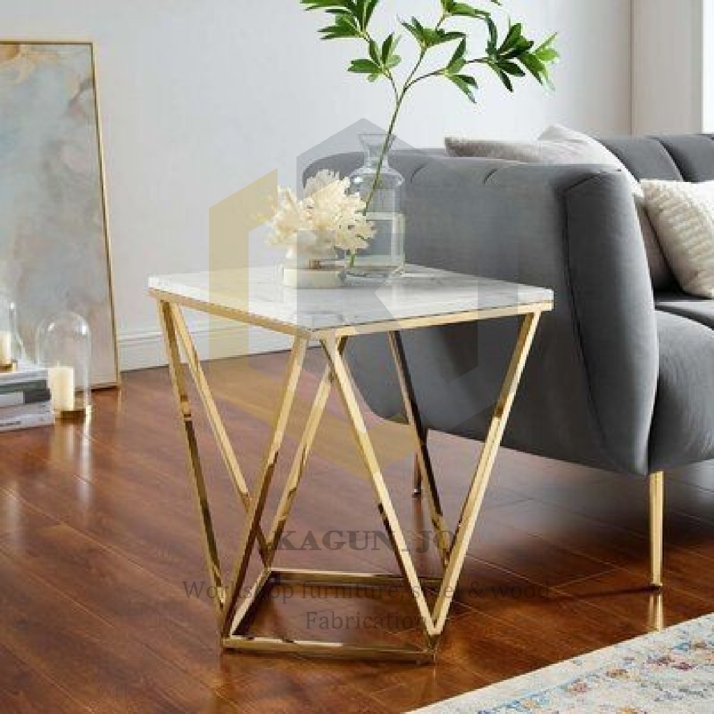 Jual side table minimalis marmer stainless gold | Shopee Indonesia