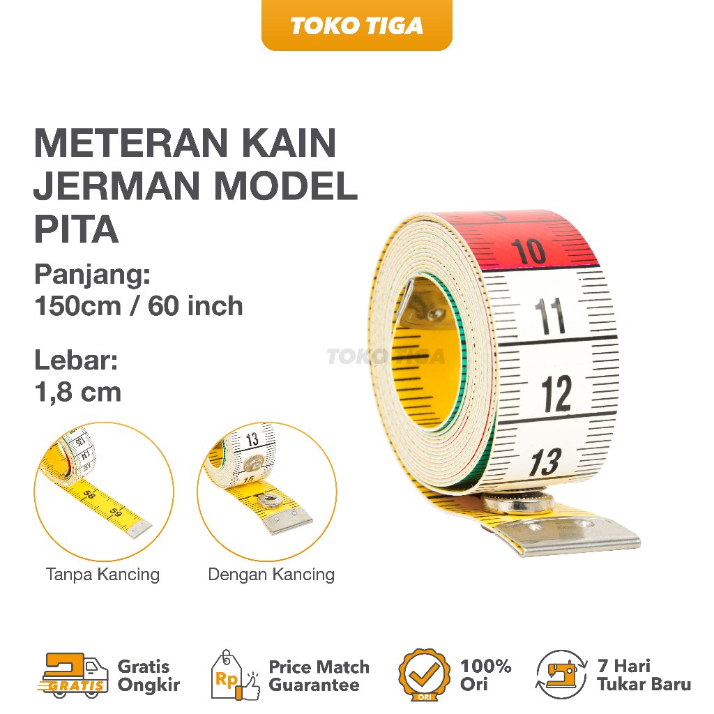 Jual Meteran Kain/Baju/Tailor Model Pita 150 cm Jerman - 85290E & 59208 ...