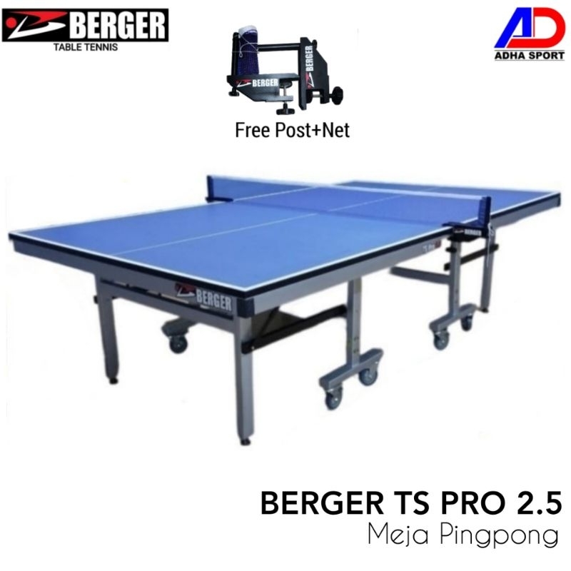 Jual Meja Pingpong Tenis Meja BERGER TS PRO 2.5 Standart PTMSI Tebal 25mm Original Bonus Post ...