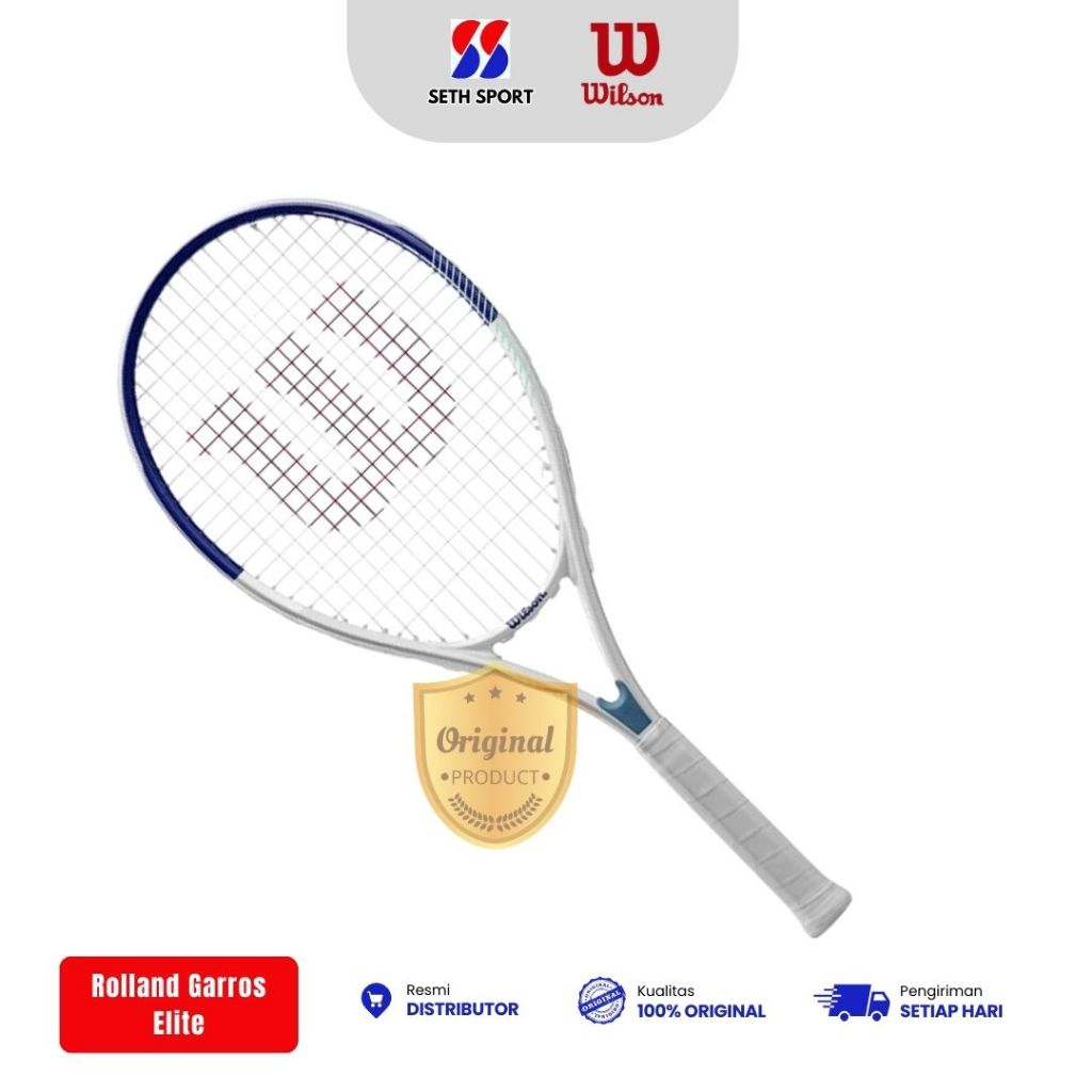 Jual Raket Tennis Wilson Roland Garros Elite 113" 275g Original - White ...