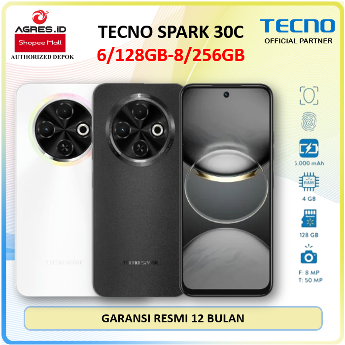 Jual Handphone Smartphone Tecno Spark 30C 6/128GB-8/256GB Garansi Resmi ...
