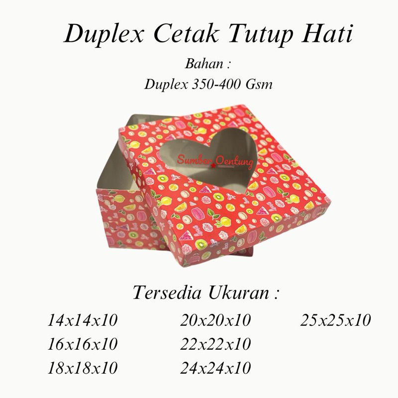 Jual [10PCS] DUS DUPLEX CETAK TUTUP HATI TINGGI 10CM KARTON BOX KOTAK ...