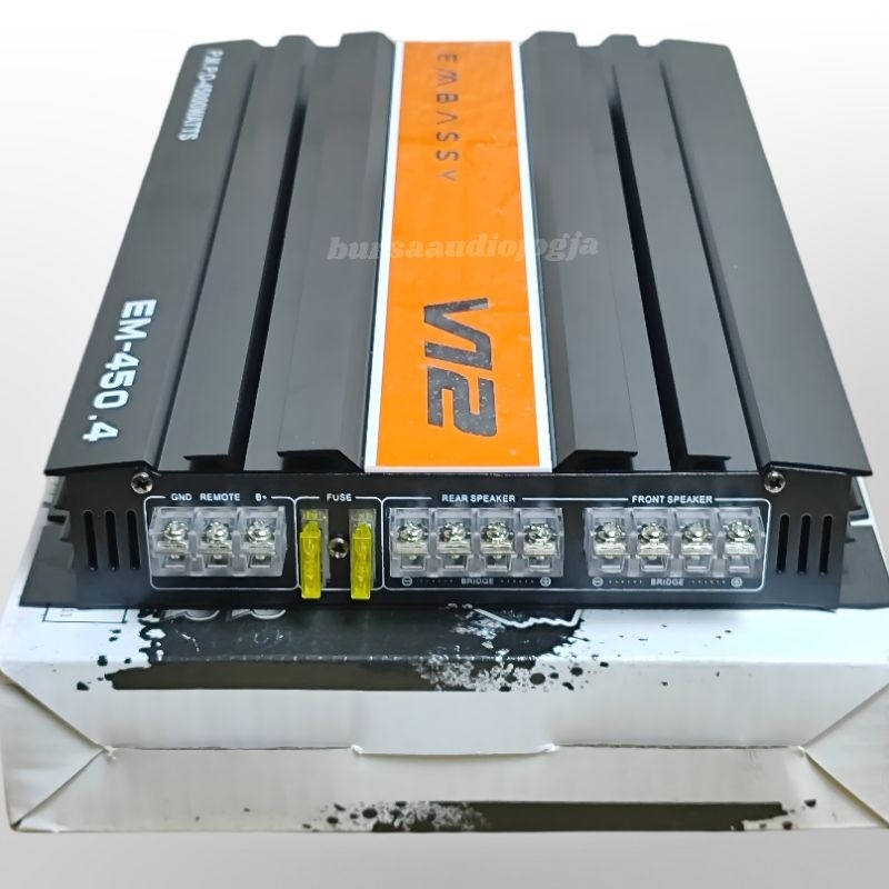 Jual Power 4 Channel mobil EMBASSY EM-450 V12 Mosfet 45000 watt ...