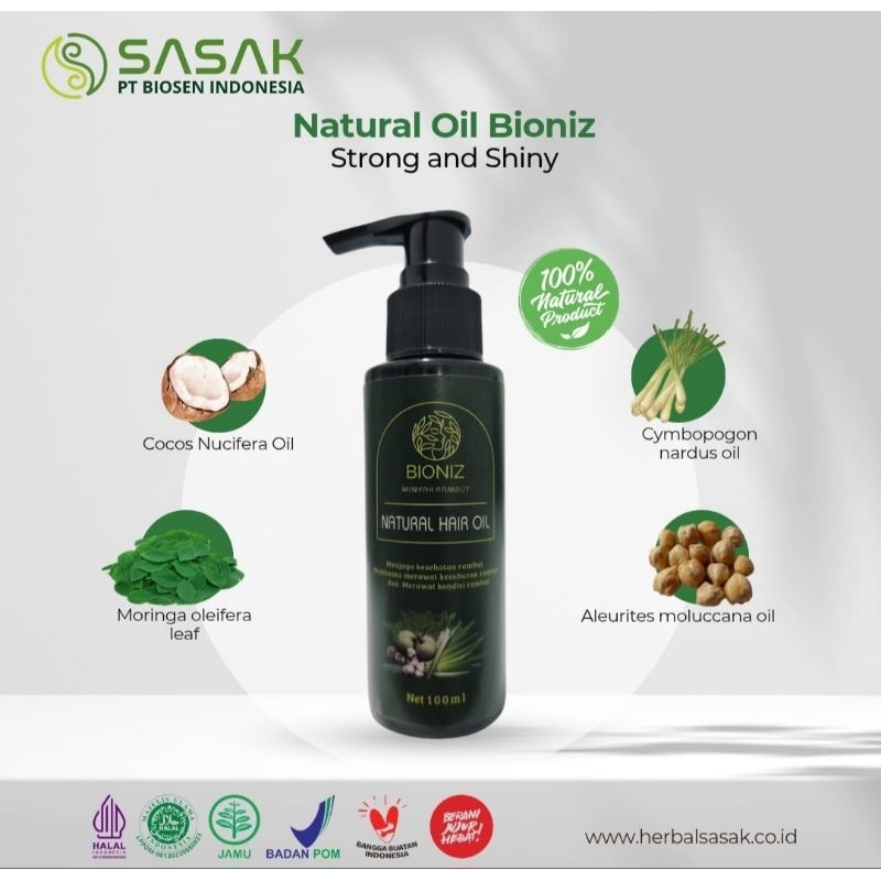 Jual Bioniz natural hair oil 100 ML/minyak kemiri /minyak rambut ...