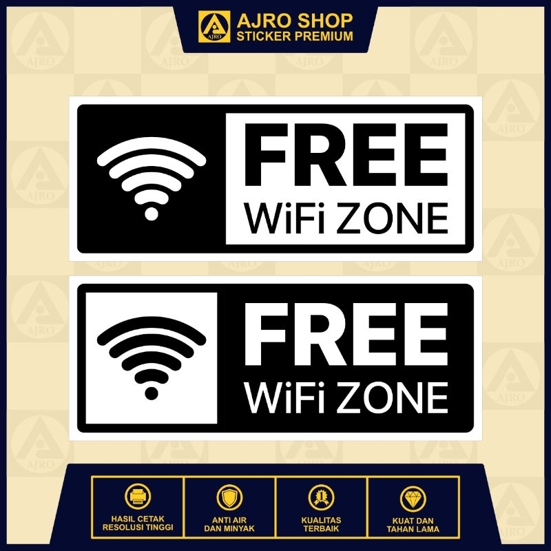 Jual Stiker Tanda Free Wifi Zone - Ukuran 28,5x10 / 20x7 Cm - Sticker ...