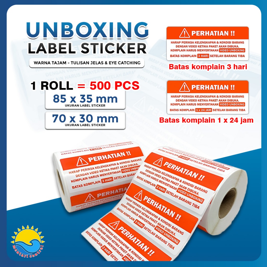 Jual Label Sticker Video Unboxing Stiker Perhatian Pengiriman Online ...