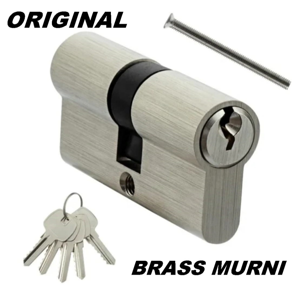 Jual Silinder kunci pintu besar (60mm) full kuningan 5 anak kunci / DHD silinder kunci pintu ...