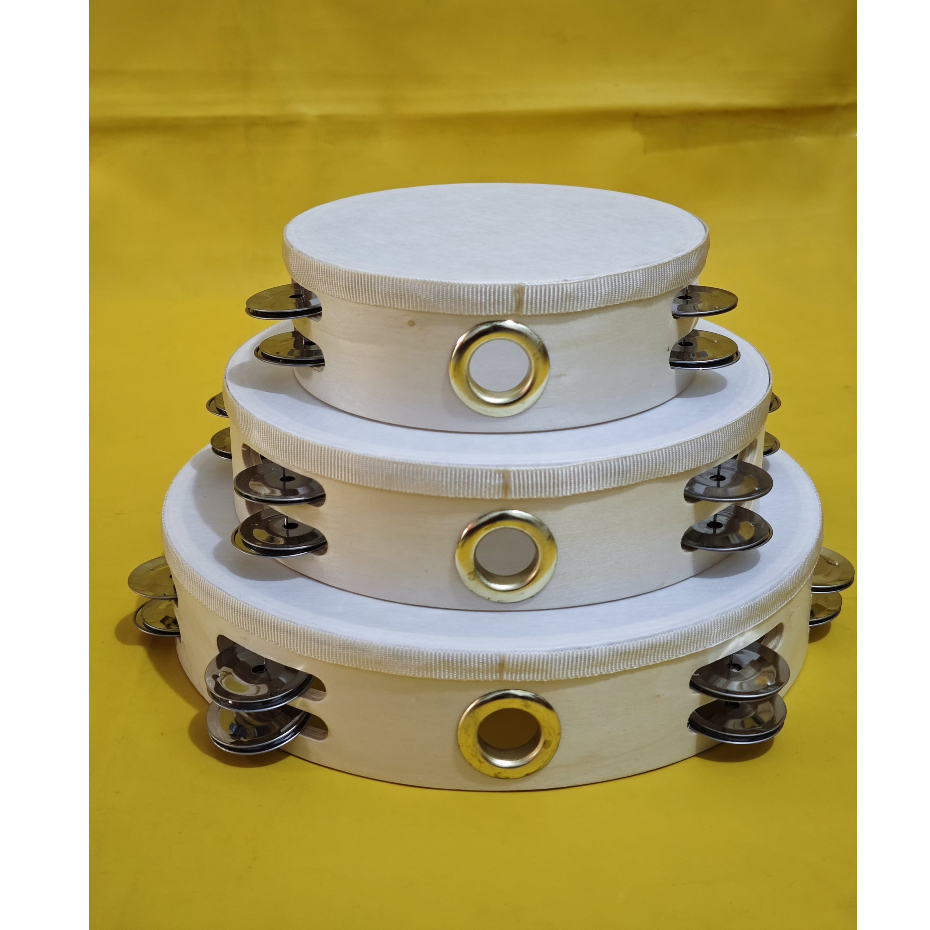 Jual Alat Musik Tamborin Kulit Ring Gold Kecrekan Tamborine 6inch 8inch ...