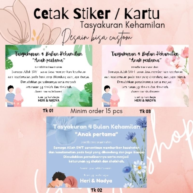 Jual Sticker Kartu Tasyakuran 4 Bulan / 7 Bulan murah Desain Gratis ...