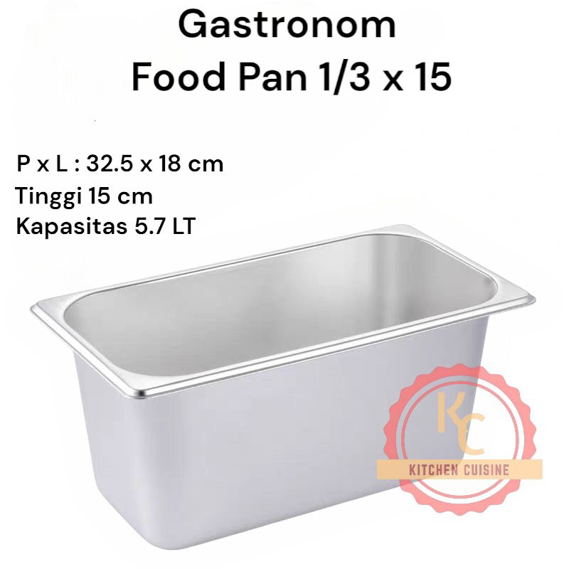 Jual Gastronom Food Pan 1/3 33 x 18 x 15 cm Stainless Steel / GN Pan ...