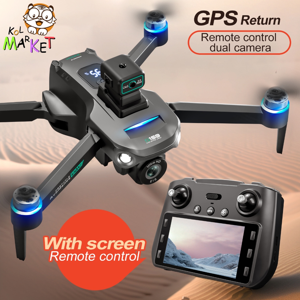 Jual S159 Drone GPS Large Screen Version FPV Motor Tanpa Sikat Four Sided Obstacle Avoidance 4K ...