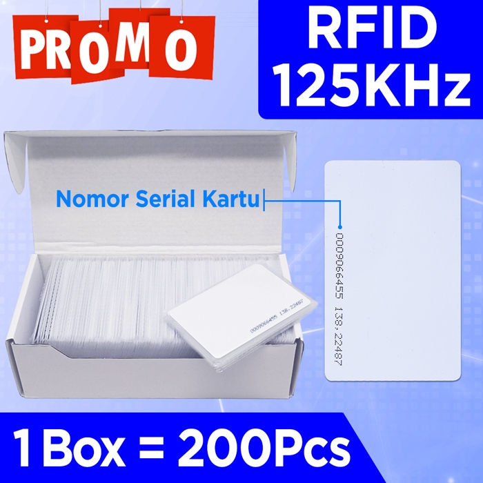 Jual Kartu RFID PROXIMITY 125KHz RFID Card Tipis Putih Polos Ada Nomer ...