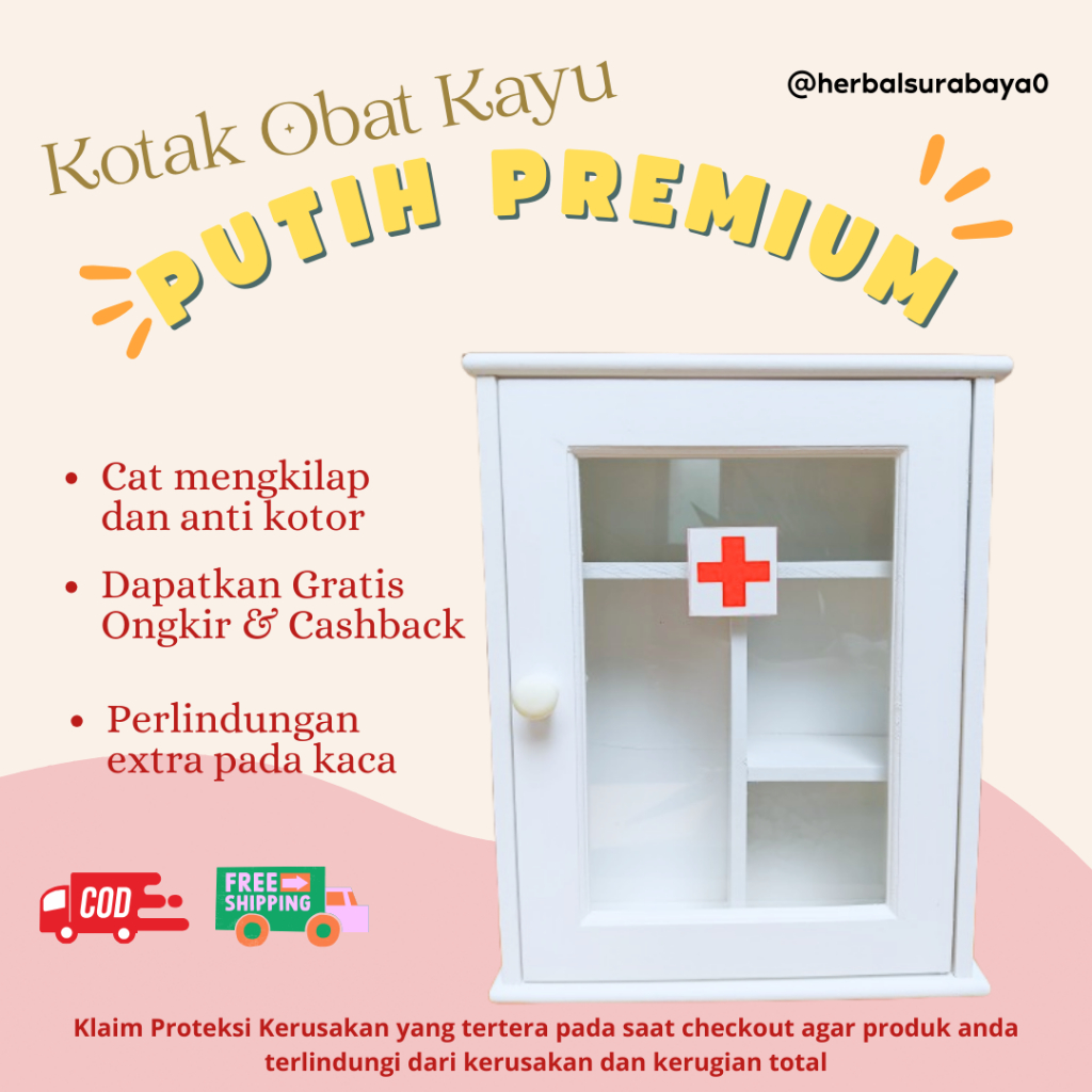 Jual PROMO KHUSUS Kotak Obat Kayu | FULL PUTIH PREMIUM | Kotak Obat ...