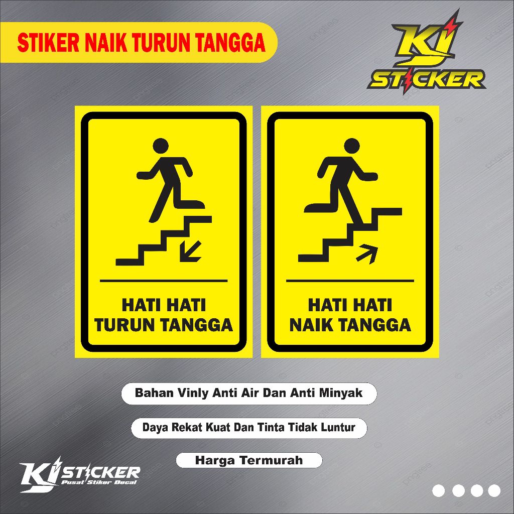 Jual Promo Stiker Hati Hati Naik Tangga / Stiker Hati Hati Turun Tangga ...
