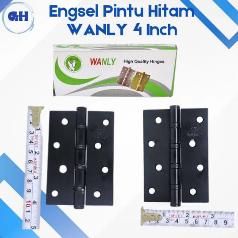 Jual Engsel Pintu Engsel Bearing Tebal Wanly Hitam 4 Inch | Shopee ...