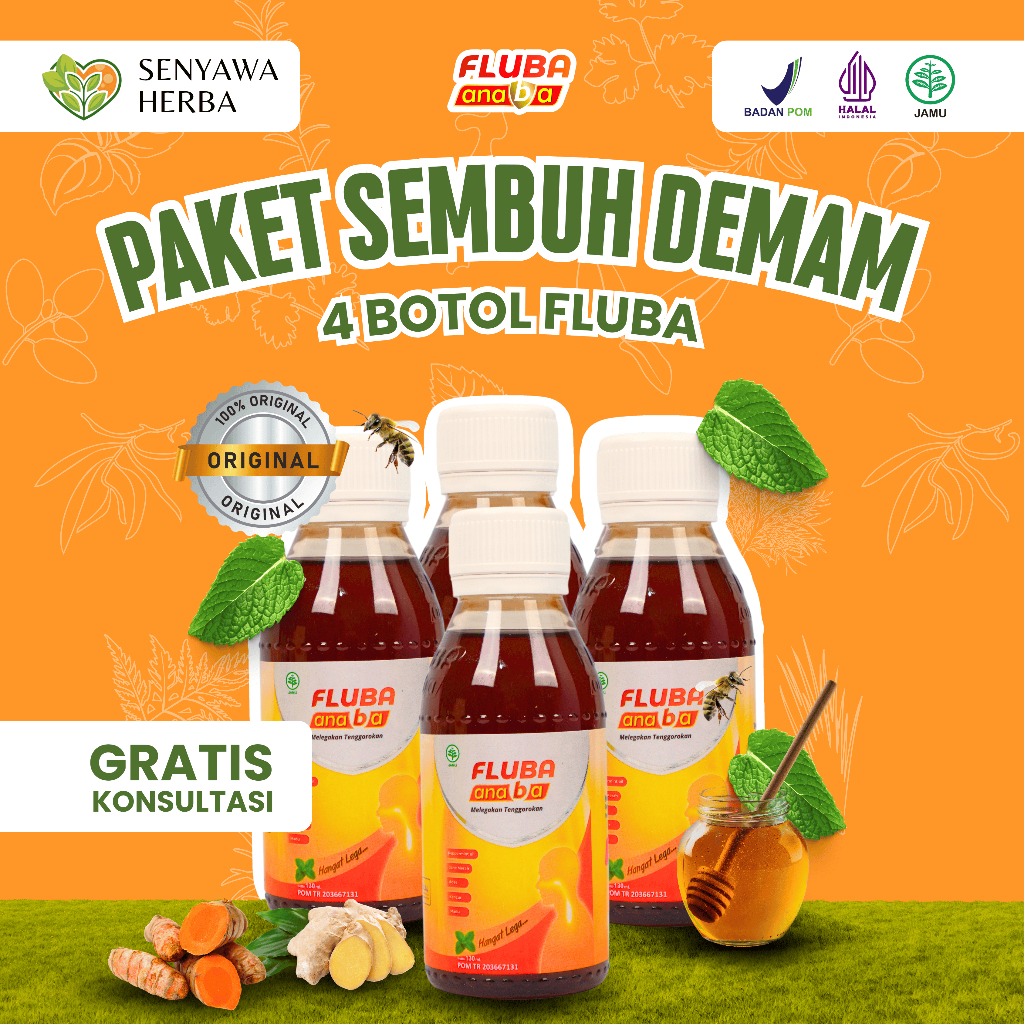 Jual Paket 4 Botol FLUBA ANABA Madu Obat Herbal Atasi Masalah Flu ...