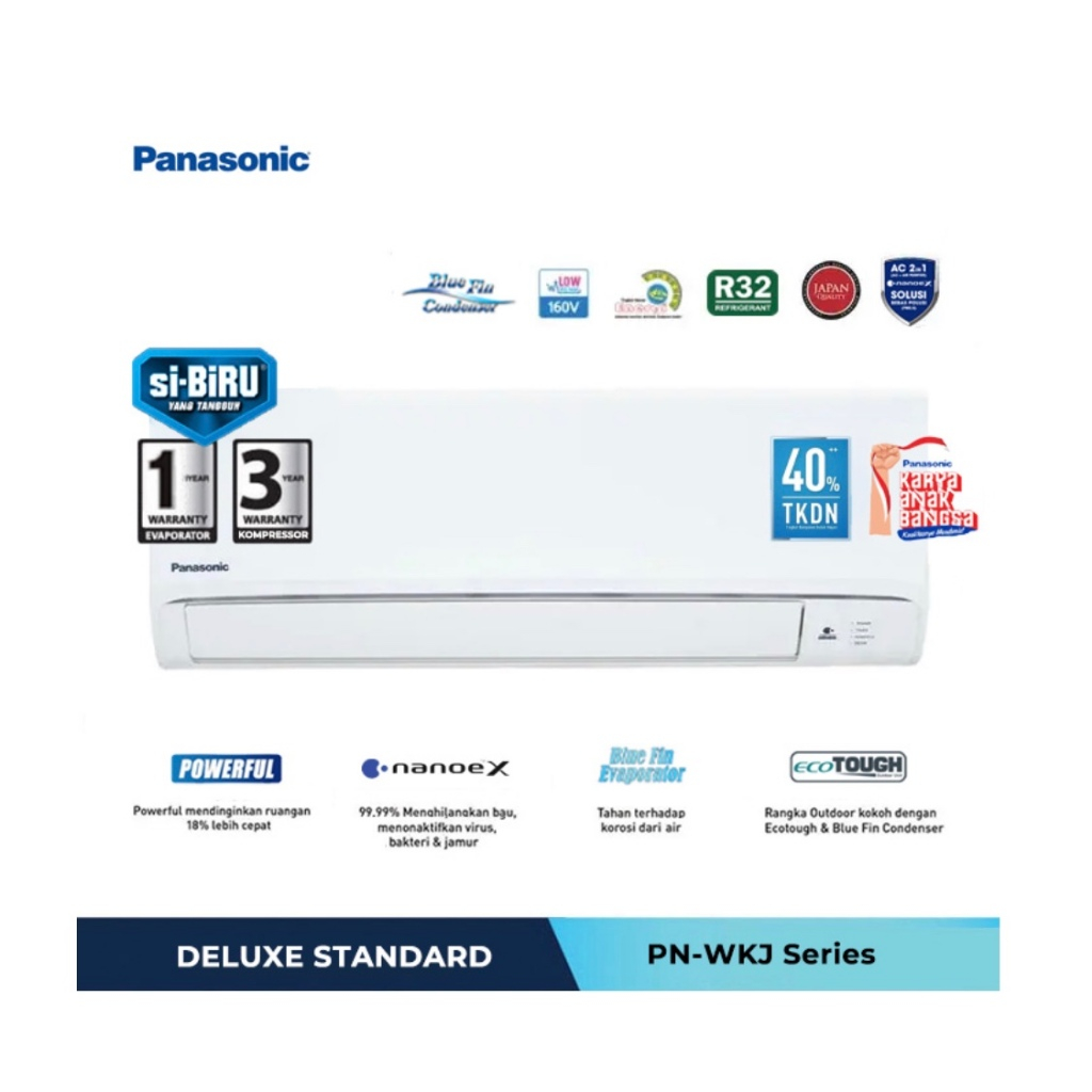Jual Panasonic AC Wall Mounted Split Standard Deluxe Si-Biru Nanoe-G 1 ...