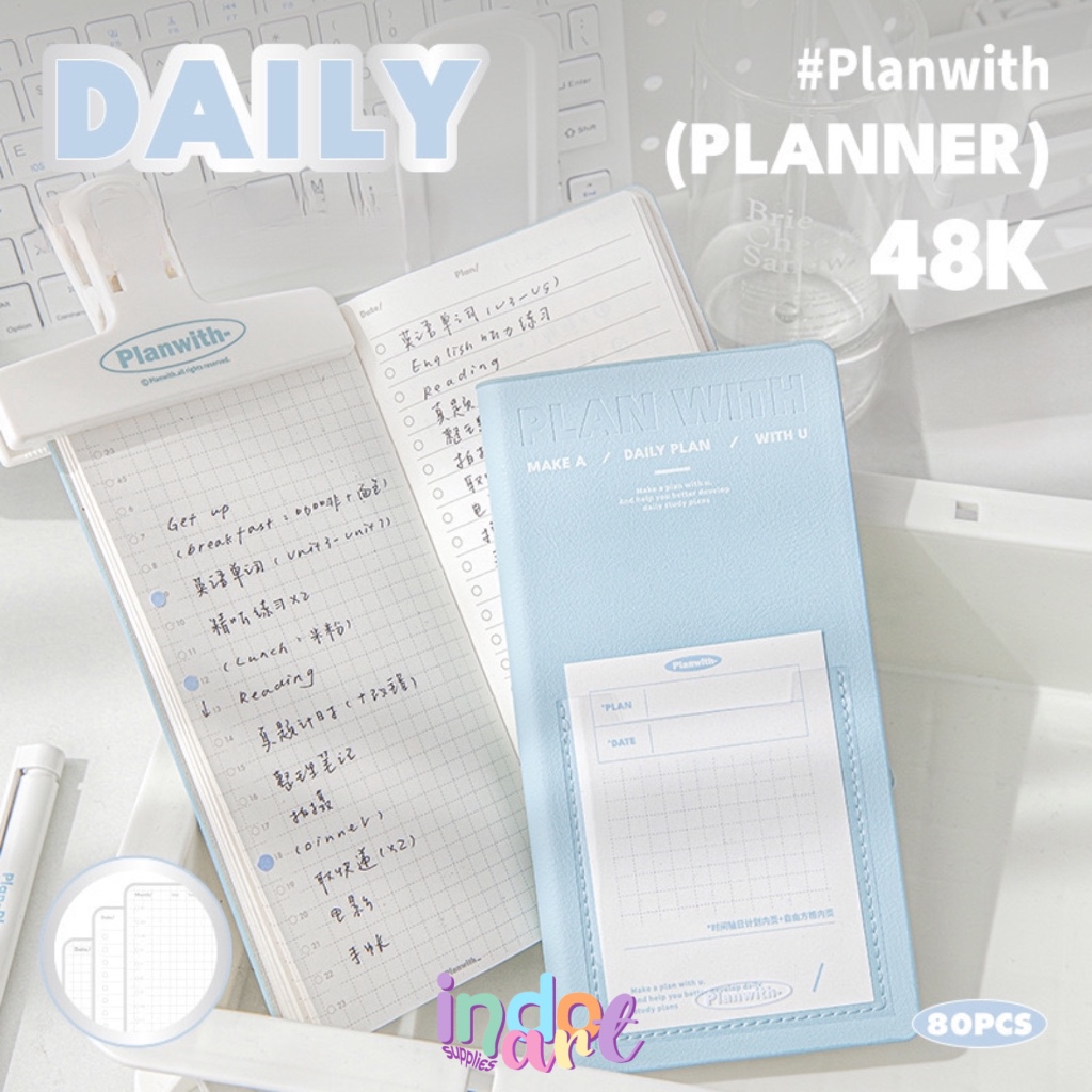 Jual (IAS) PlanWith Leather Daily Planner Note Pad Notebook Pocket Memo ...