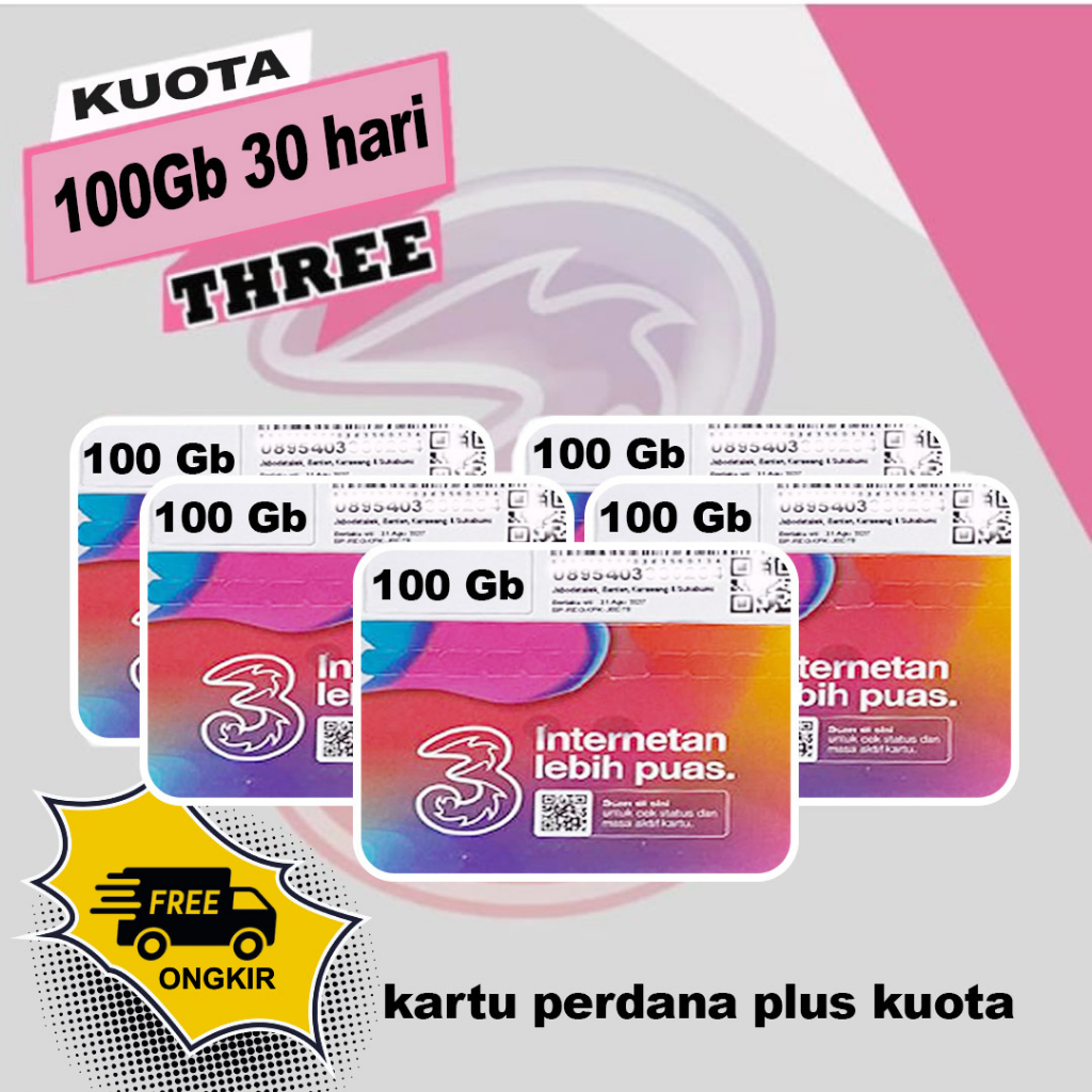 Jual Kartu Perdana Tri Plus Kuota 100GB Masa Aktif Kuota 30hari ...