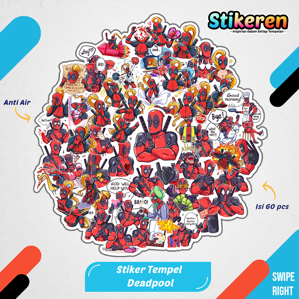 Jual Stiker Deadpool Marvel Xmen Superhero Film Paper Vinyl Dekorasi ...