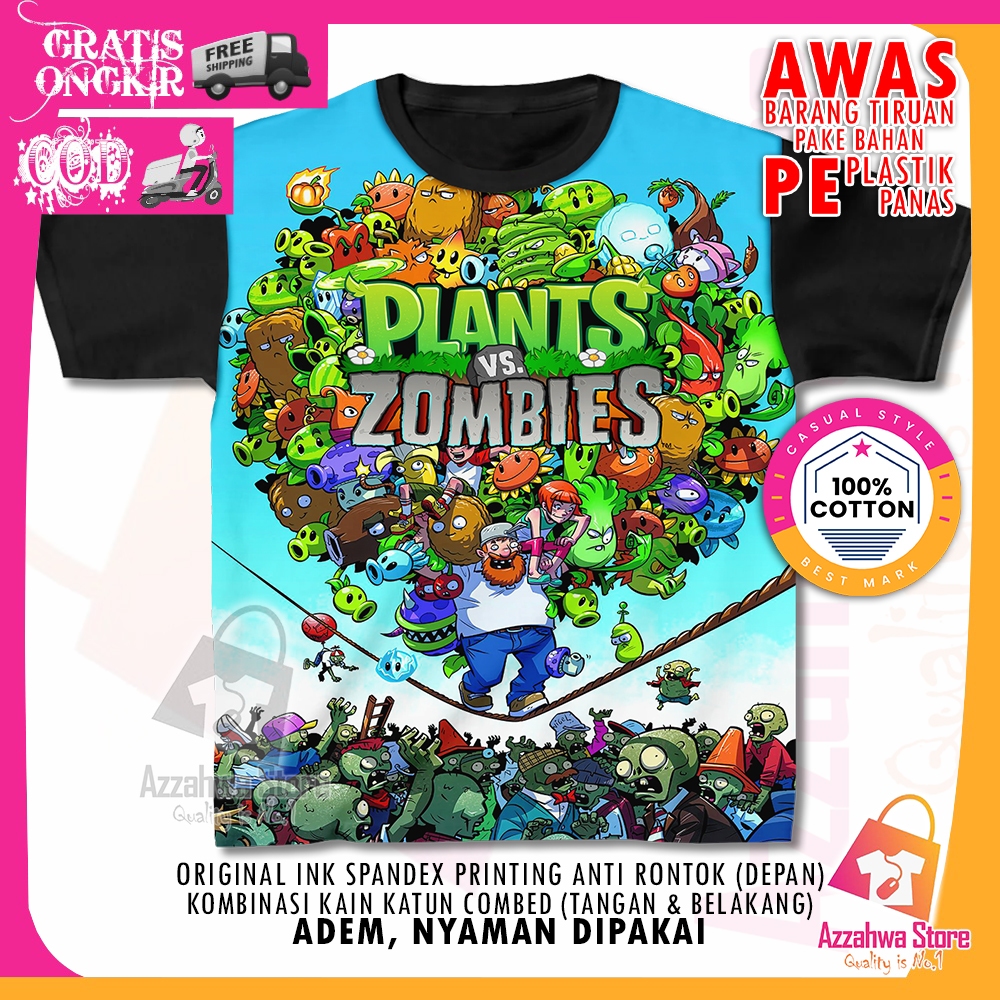 Jual Kaos Anak Anime 3D Baju Anak Murah Plant Vs Zombie Kekinian V10 ...