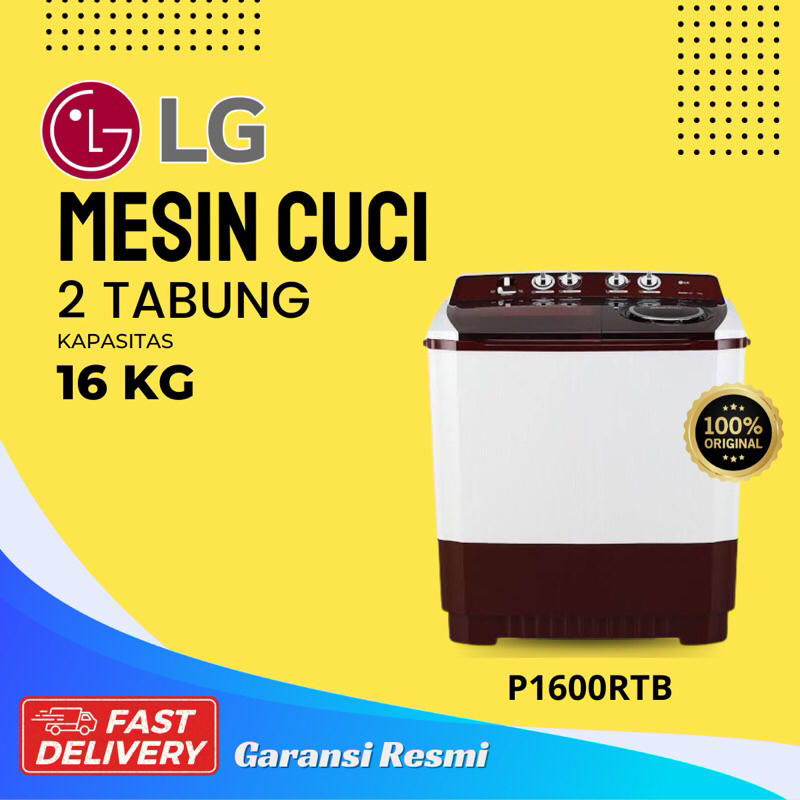 Jual MESIN CUCI LG 16 KG Mesin Cuci 2 Tabung P1600RTB Garansi Resmi | Shopee Indonesia