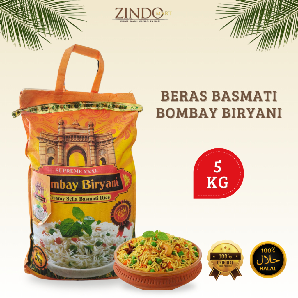 Jual BERAS BASMATI BOMBAY BIRYANI 5KG ORIGINAL CREAMY SELLA BASMATI ...