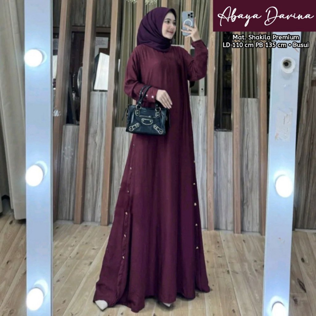 Jual DAVINA Abaya Umroh - Abaya Gold Button Abaya Gamis Maxy Full Kancing Bahan Syakila LD 110 ...