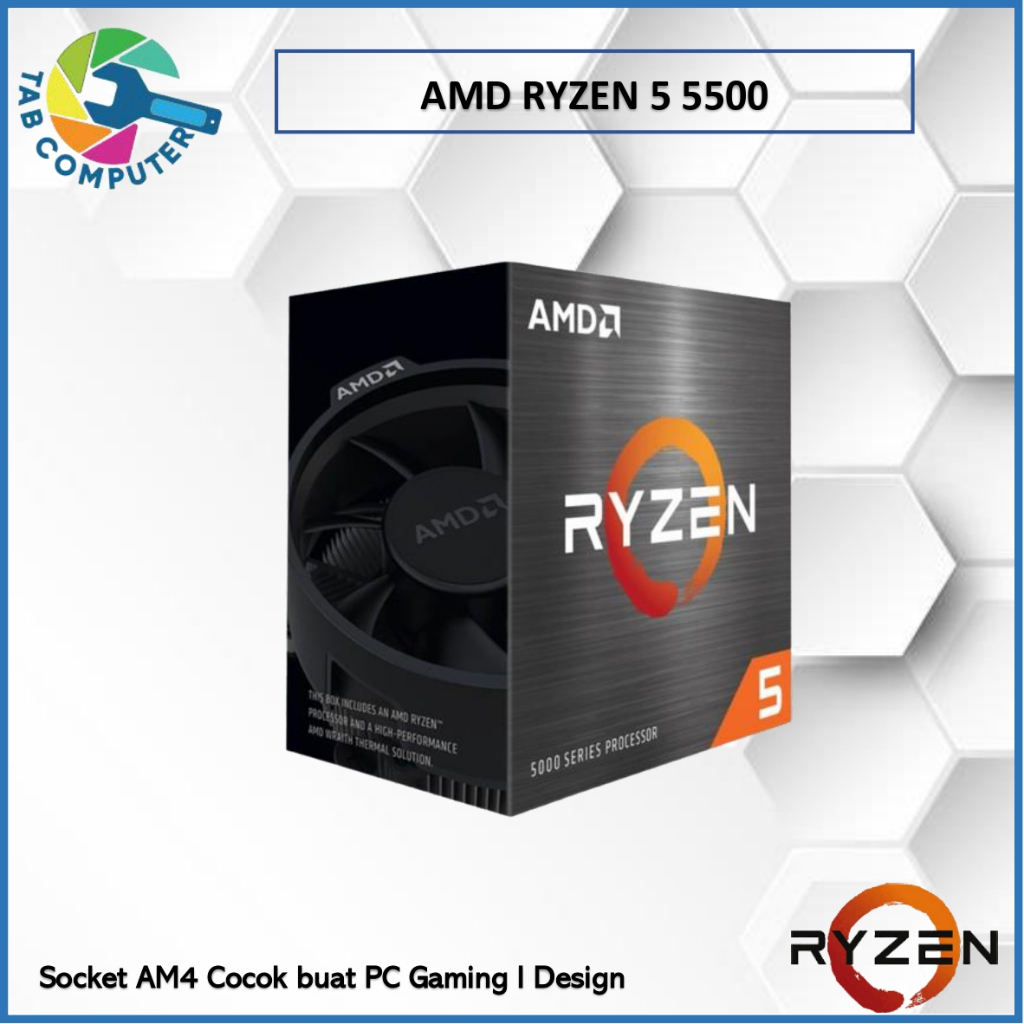 Jual AMD RYZEN 5 5500 BOX Processor AMD AM4 Zen 3 Cezanne 6 Cores 12 ...