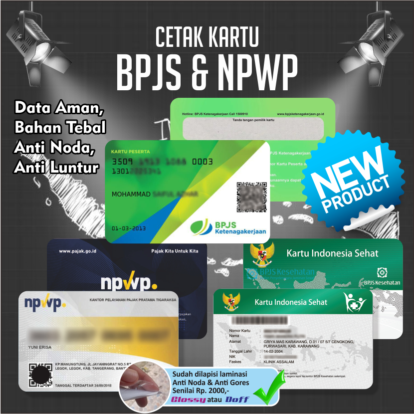 Jual CETAK KARTU BPJS KIS, BPJS Ketenagakerjaan & NPWP BAHAN PVC MURAH, CEPAT DAN BERKUALITAS ...