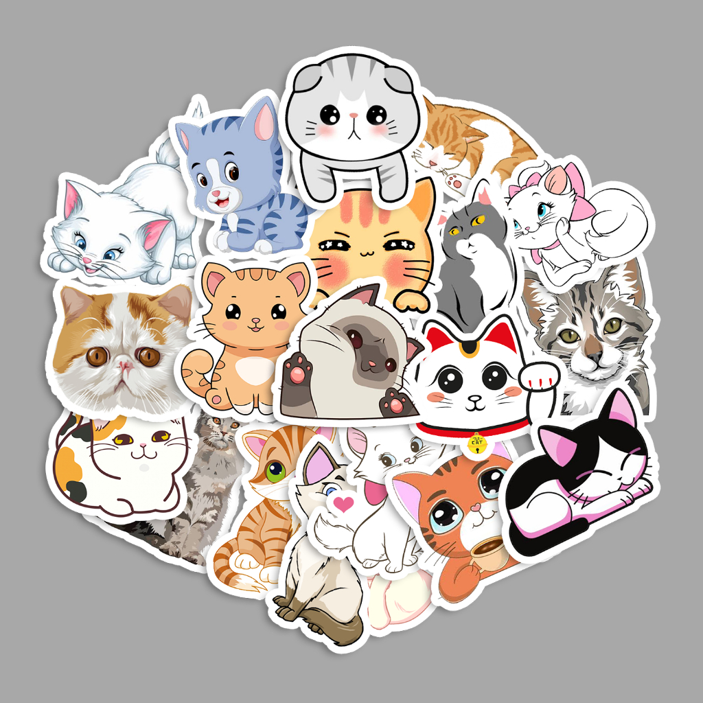 Jual STICKER PACK - CARTOON CATS | STICKER KOPER STICKER TUMBLER ...