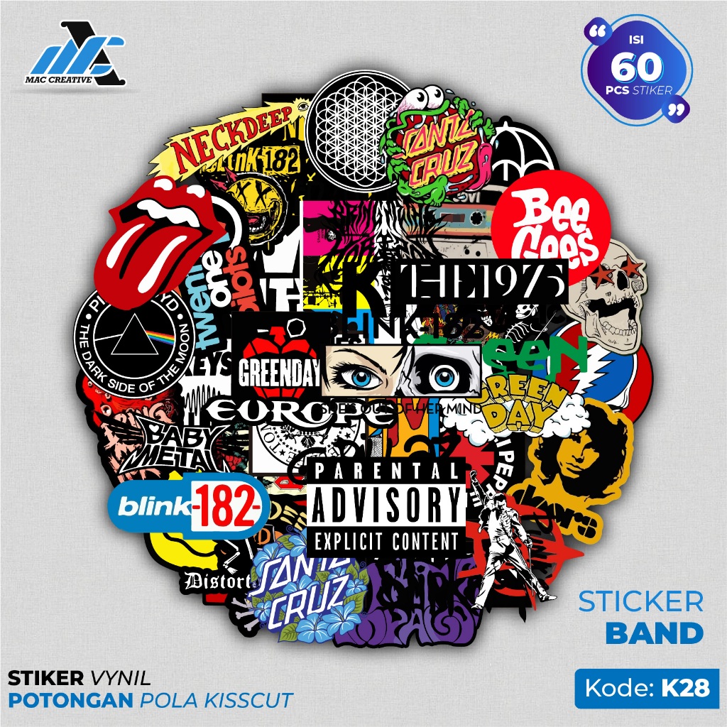 Jual Stiker Band Rock Aesthetic Waterproof - Stiker Vinyl Untuk Helm ...
