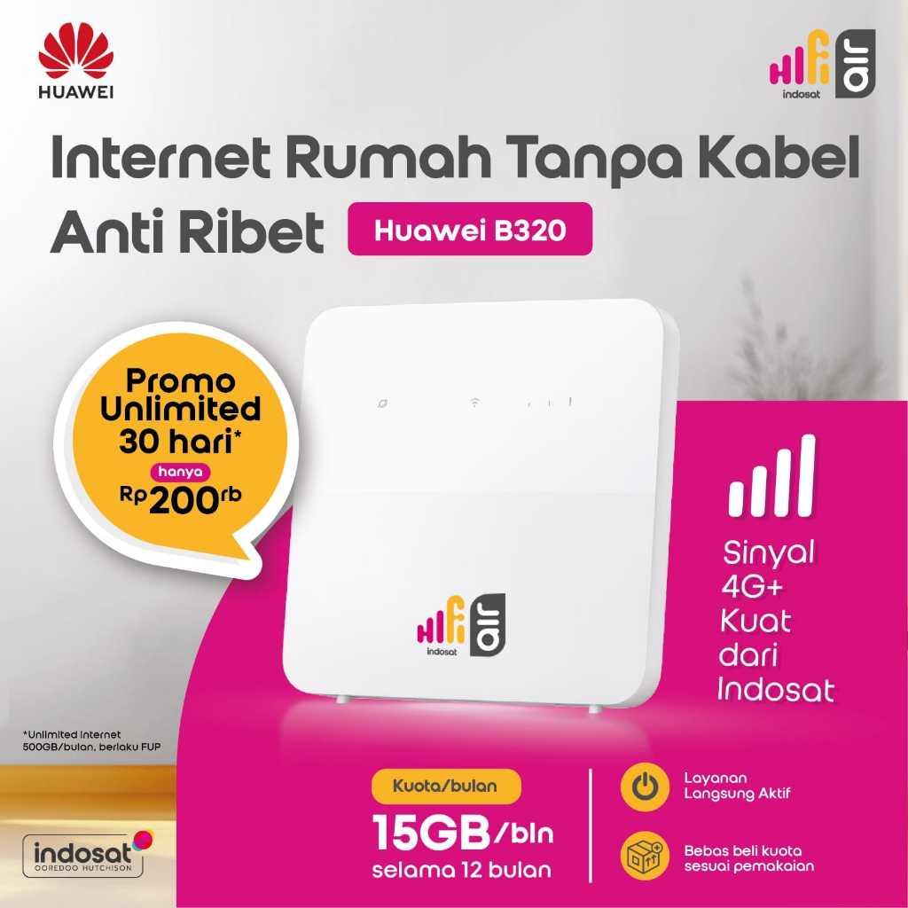 Jual Indosat Hifi Air Modem Wifi Huawei B320 Free 215GB 12 Bulan - Garansi Resmi 2 Tahun ...