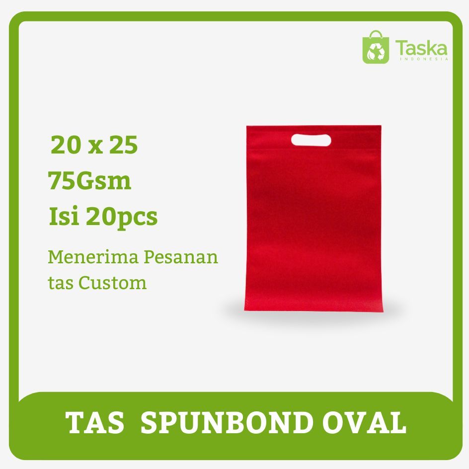 Jual Taska - Tas Spunbond Oval 20x25 Tas Warna Merah Harga Kodian ...