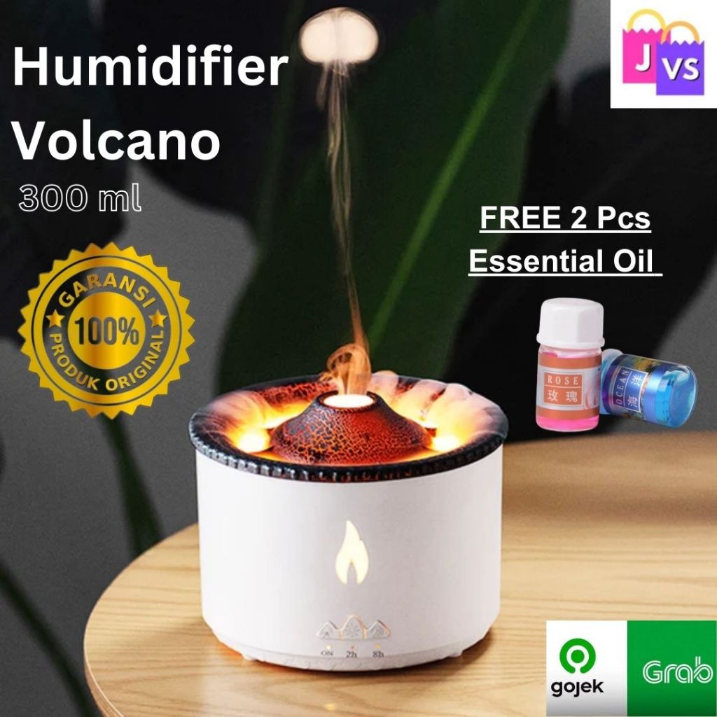 Jual Humidifier Volcano Flame 300ml Humidifier Diffuser FREE Essential ...