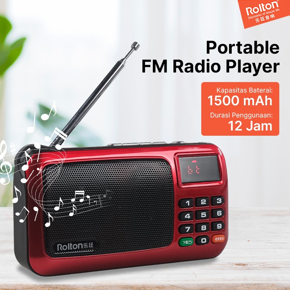 Jual Radio FM Portable Mini 1500mAh Dengan Speaker TF Card Dan Senter Menggunakan Baterai EYO ...