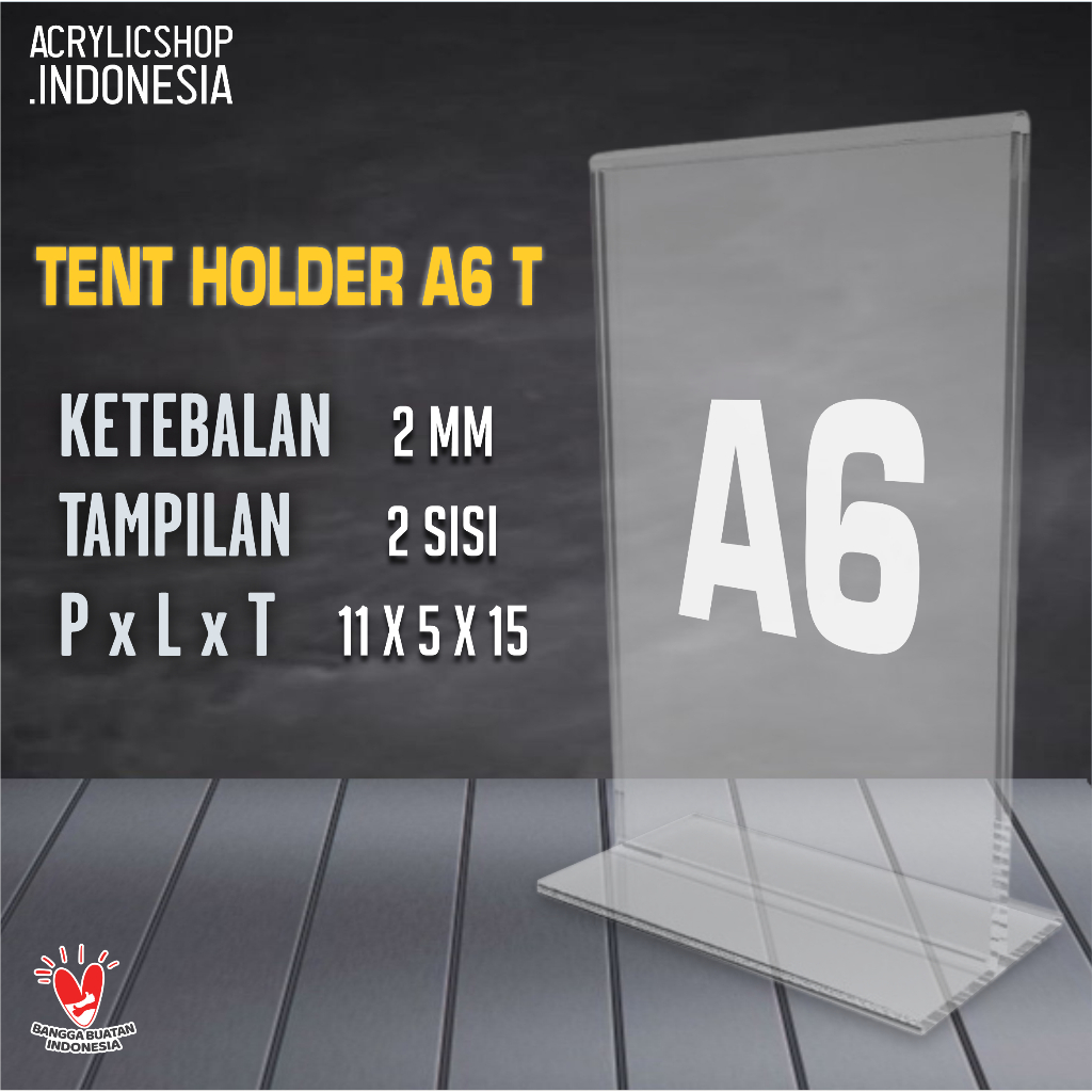 Jual Akrilik Tempat Brosur A6 / Acrylic Tent Card Holder Stand 2 sisi ...