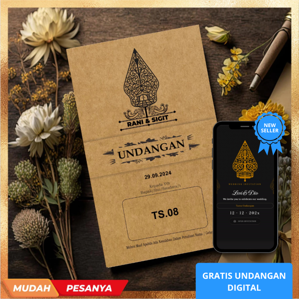 Jual Cetak Undangan Pernikahan Coklat Aestetic - Gratis Undangan ...