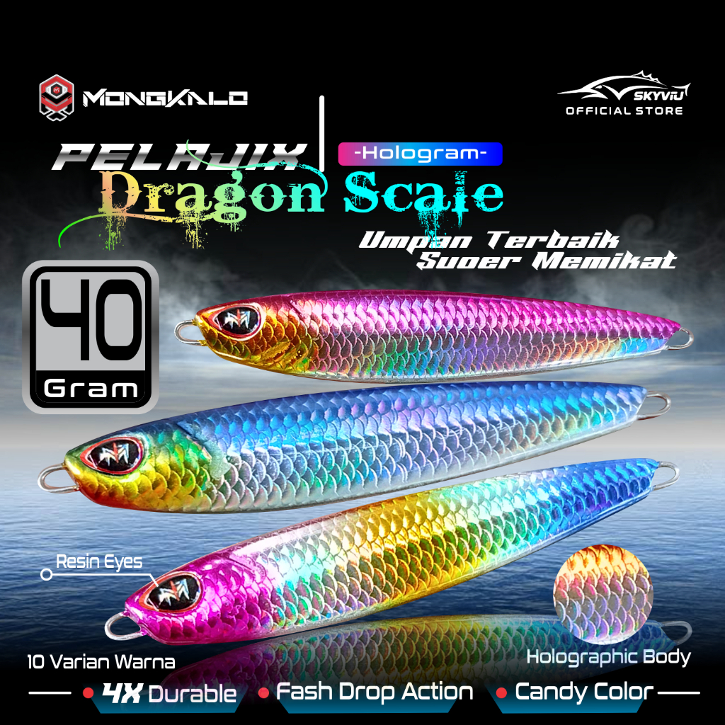 Jual Metal Jig 40 Gram MONGKALO PELAJIX DRAGON SCALE Hologram Sisik 40gr Castjig Metaljig Umpan ...