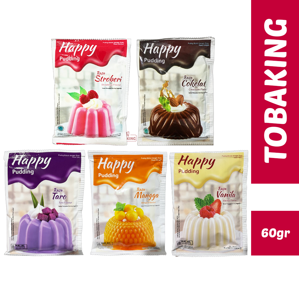 Jual Happy Puding Stroberi Cokelat Vanila Taro Mangga 60gr Pudding ...