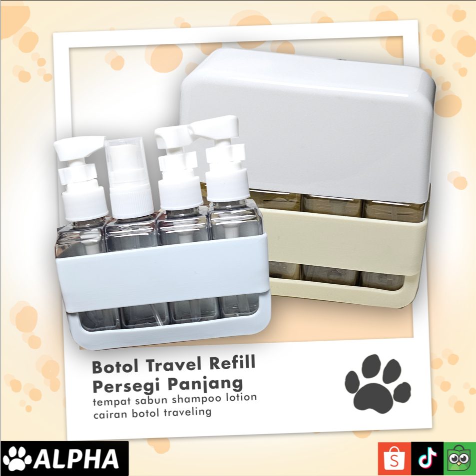 Jual Travel Bottle refill 3 in 1 & 4 in 1 persegi panjang tempat sabun ...